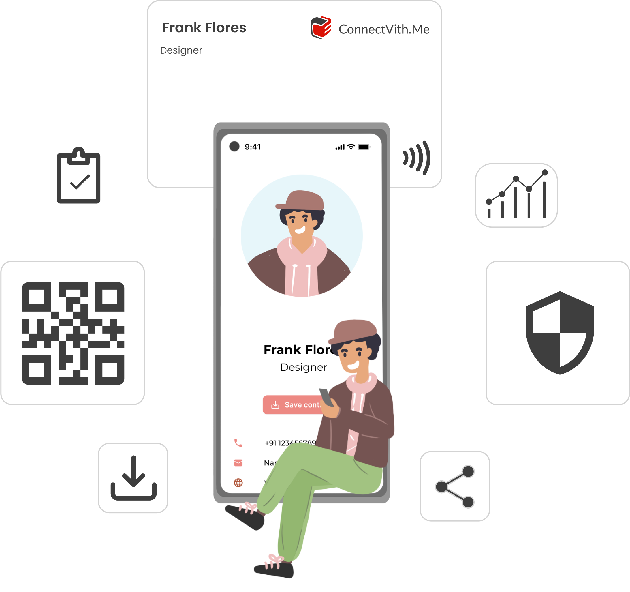 Digital visiting card NFC, ConnectVith.Me